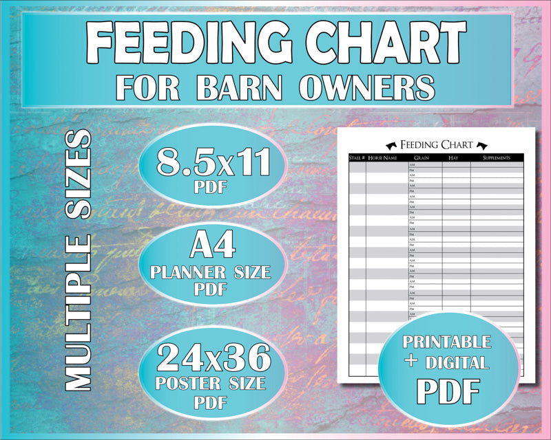 Horse Feeding Chart (Printable)